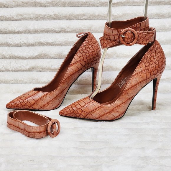 Cape Robbin | Shoes | Armour Rust Snake Removable Ankle Strap Pumps ...